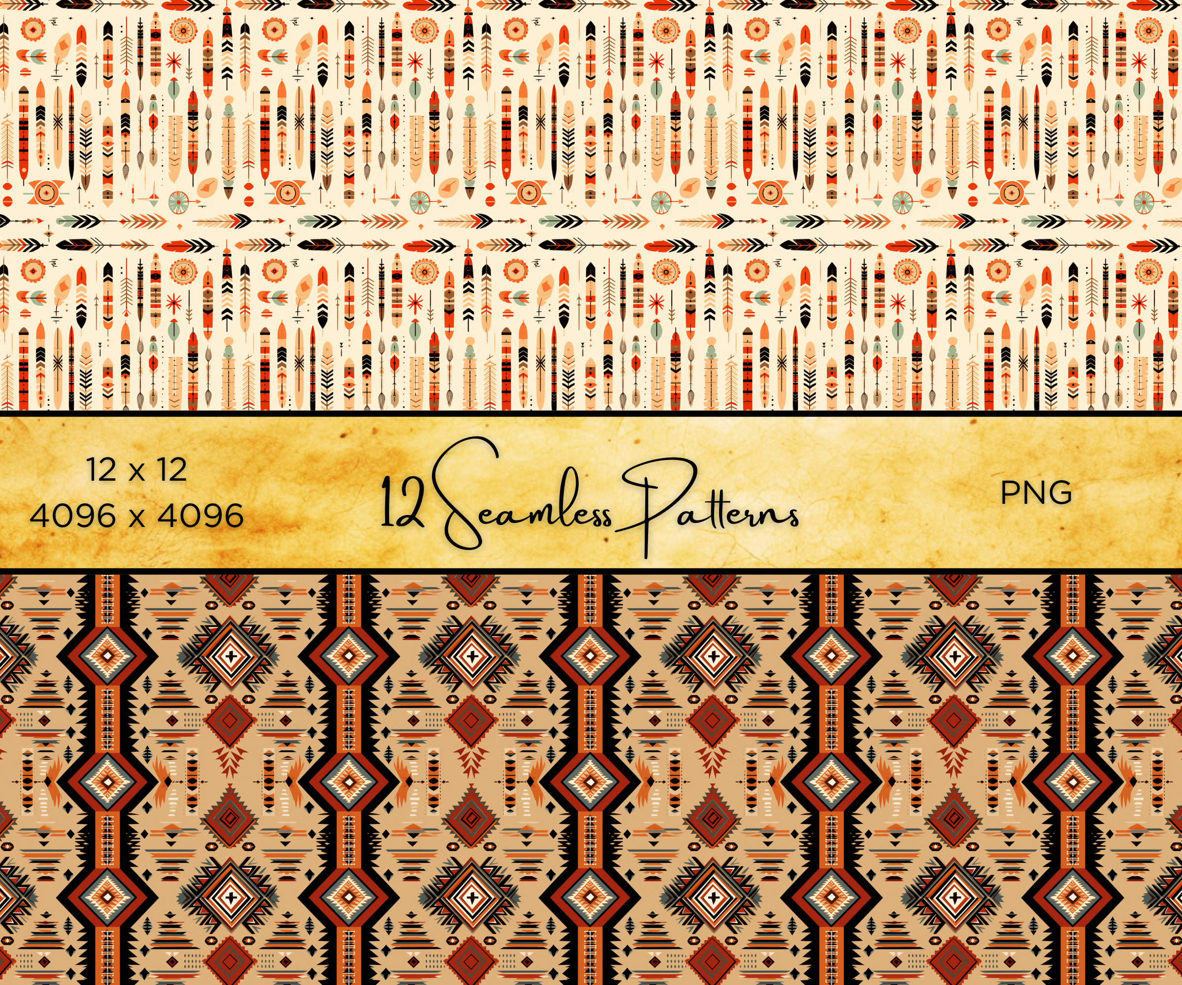 Native American Inspired Digital Patterns Pack – Earthy Geometric ...