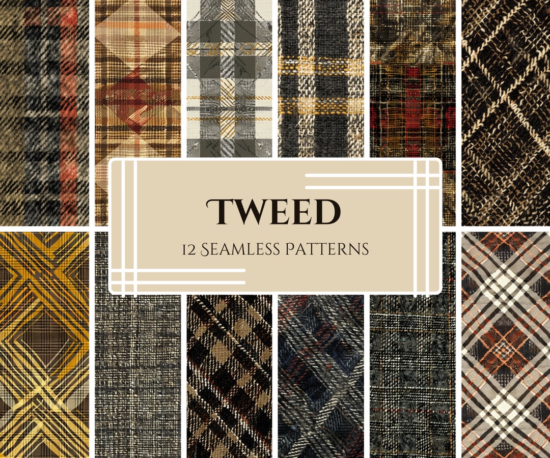 Premium Tweed Pattern Pack - Classic Houndstooth & Plaid, Digital ...