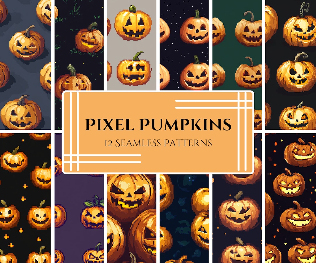 Halloween Pixel Art Pumpkin Patterns: Spooky Jack-o'-lantern Digital ...