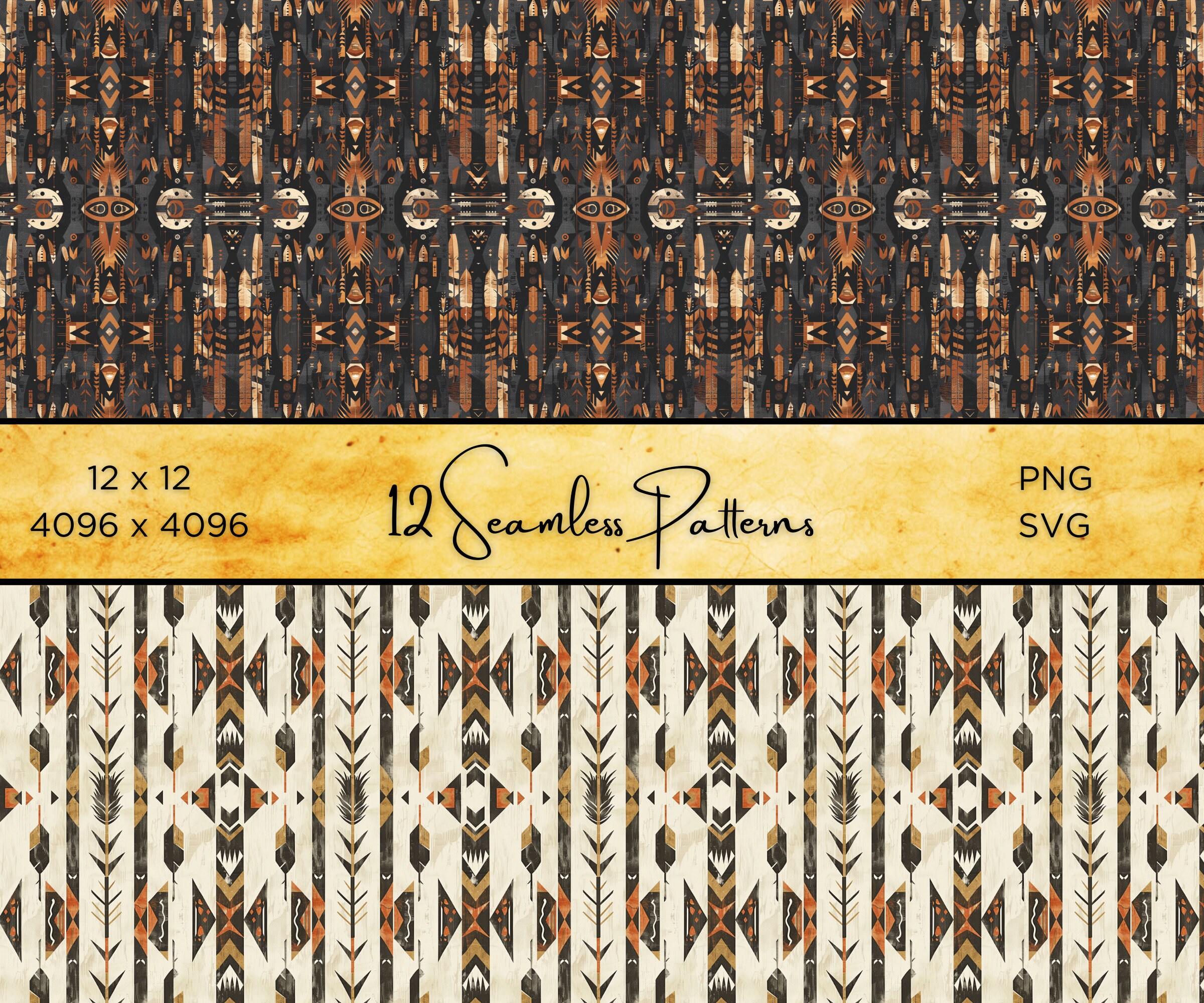 Tribal Totem Vector Patterns Native Shapes Bundle, Boho Feather & Arrow ...