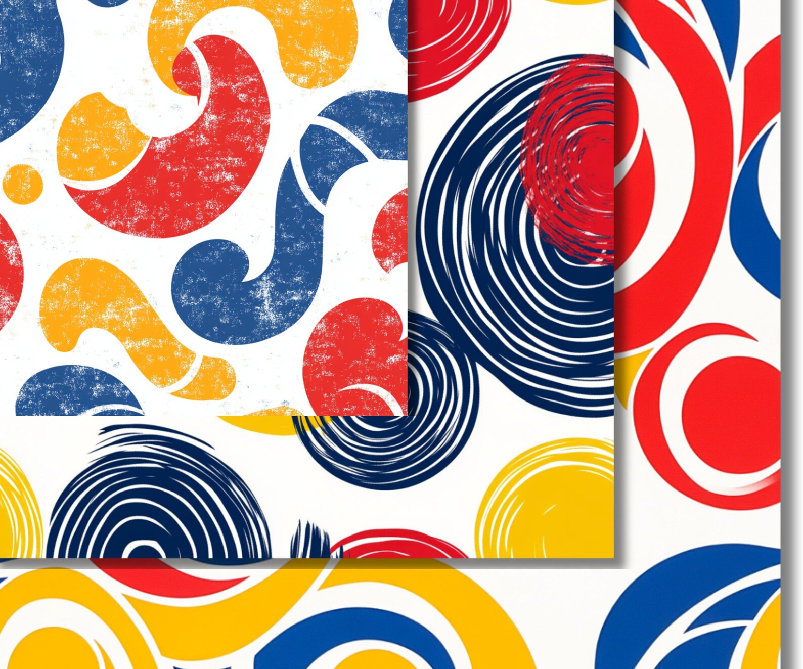Tricolor Sam-taegeuk Pattern Pack | Swirling Red, Blue, Yellow Circular ...