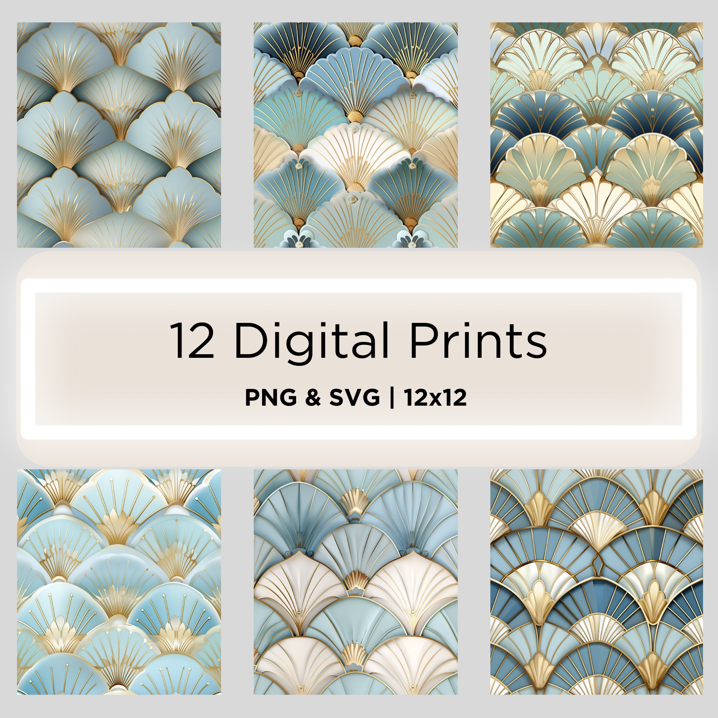 Art Deco Fan Pattern Pack Luxurious Vintage Backdrop With - Etsy