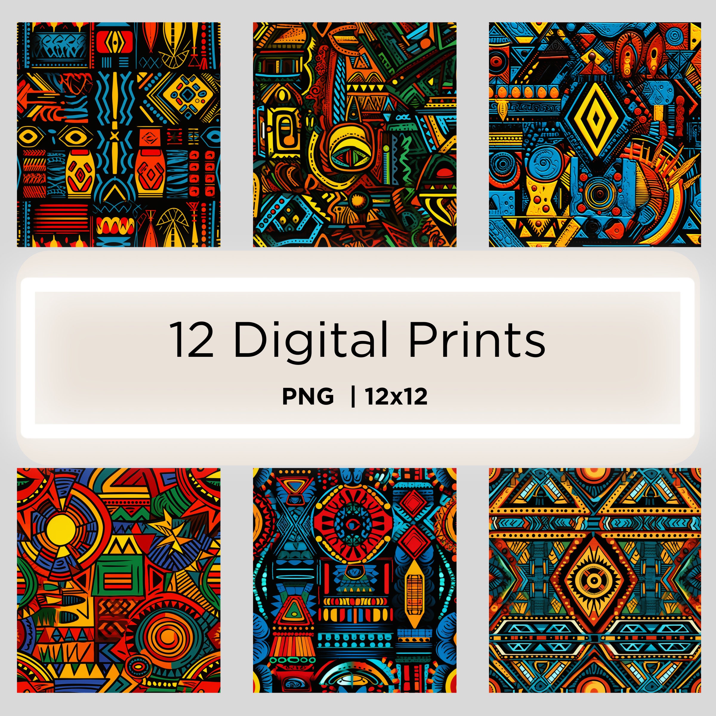 Ankara-inspired Afrocentric Design - 12 Vibrant African PNG Digital ...
