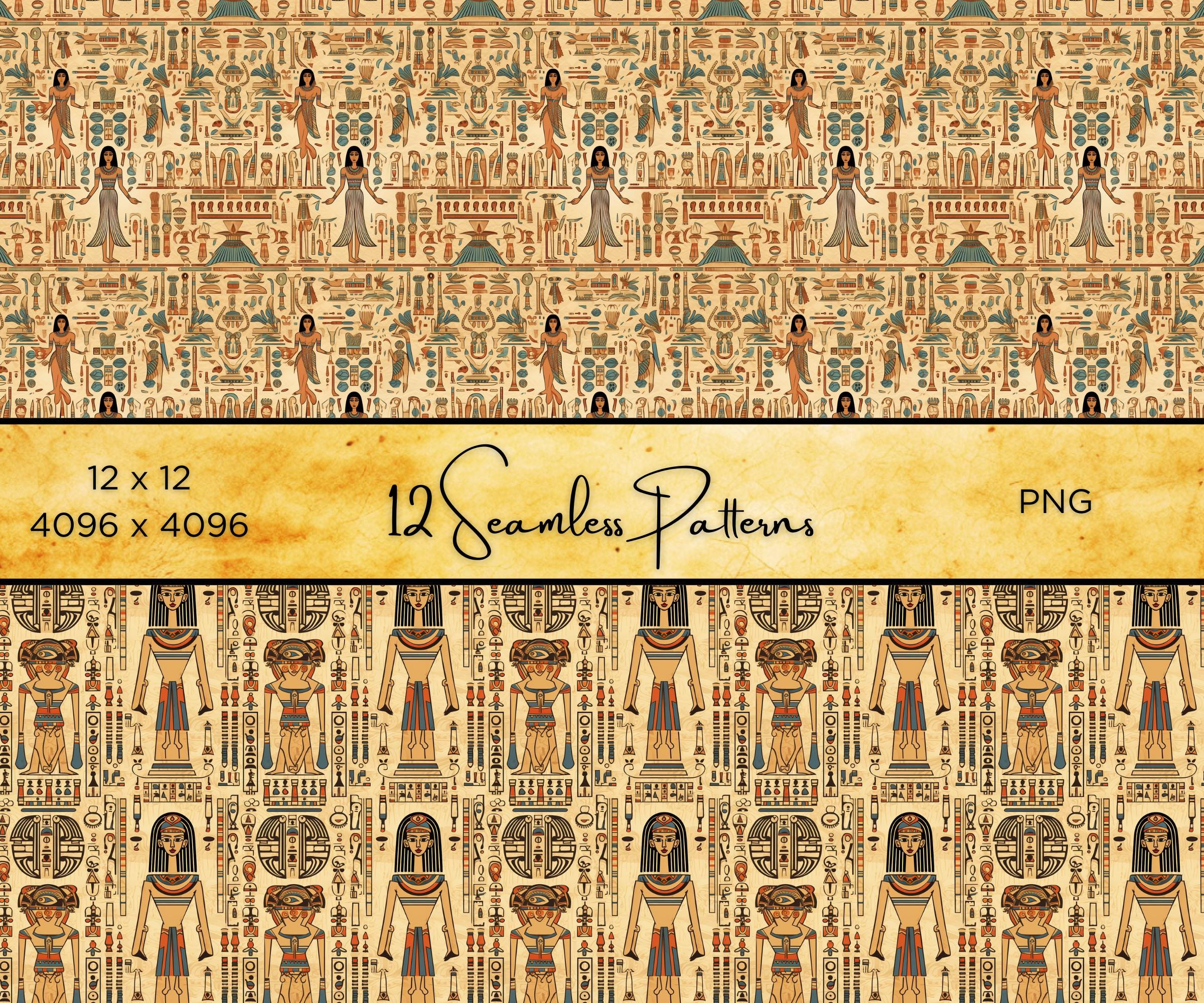 Egyptian Hieroglyph Art Nouveau Patterns: Parchment PNG (digital ...
