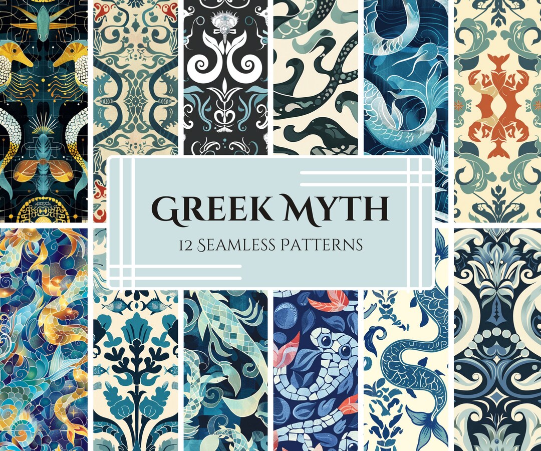 Greek Myth Oceanic Majesty Pattern Pack - Nautical Tentacles & Mythical ...