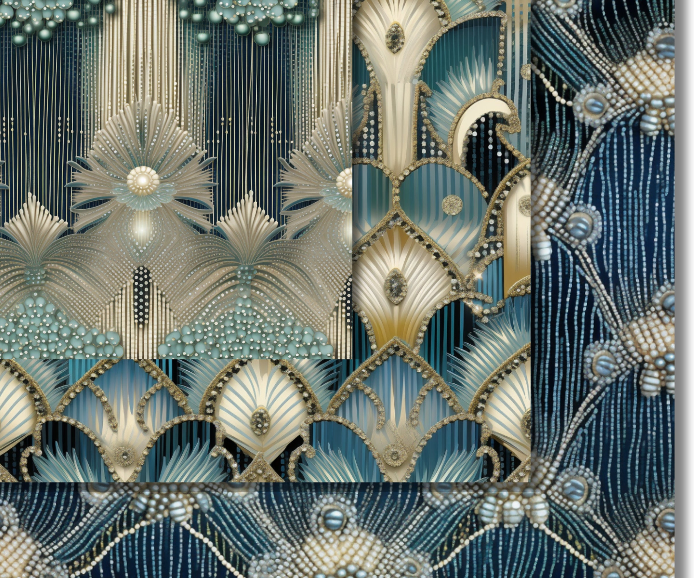 Flapper Elegance: Art Deco Patterns, Beaded Fringes & Fan Motifs on ...