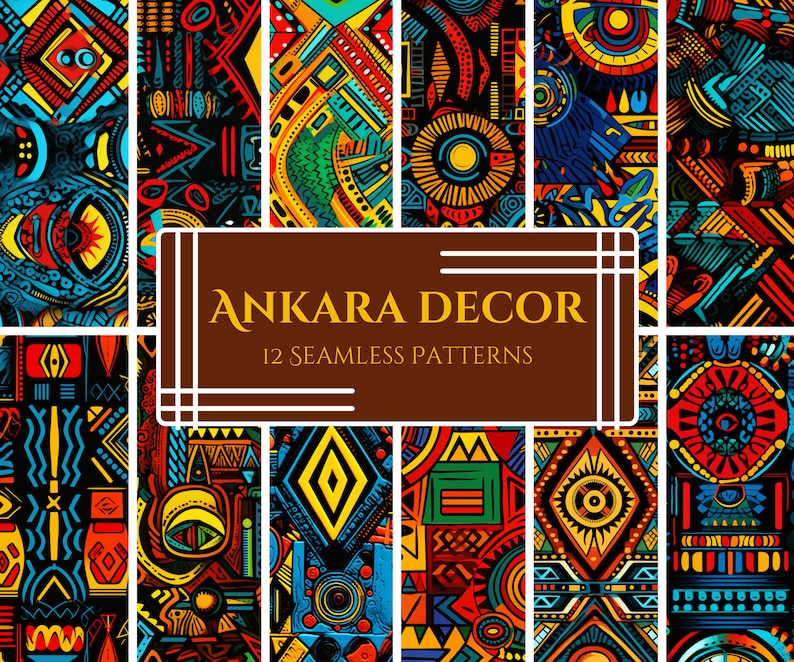 Ankara-inspired Afrocentric Design - 12 Vibrant African PNG Digital ...