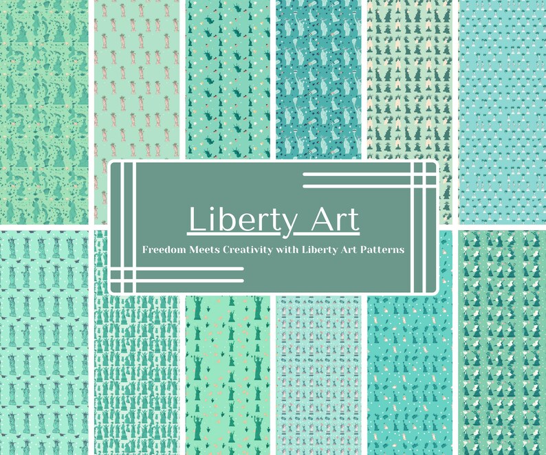 Statue of Liberty Patterns: 12 Seamless, Abstract Eye-catching Digital ...