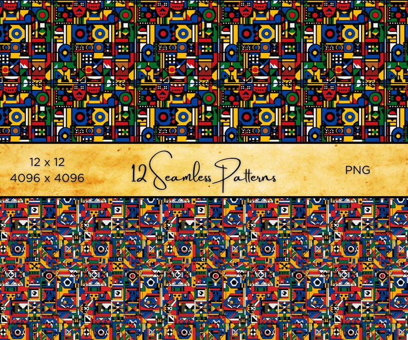 Ndebele Pattern Pack – 12 African Geometric Seamless Patterns in PNG ...