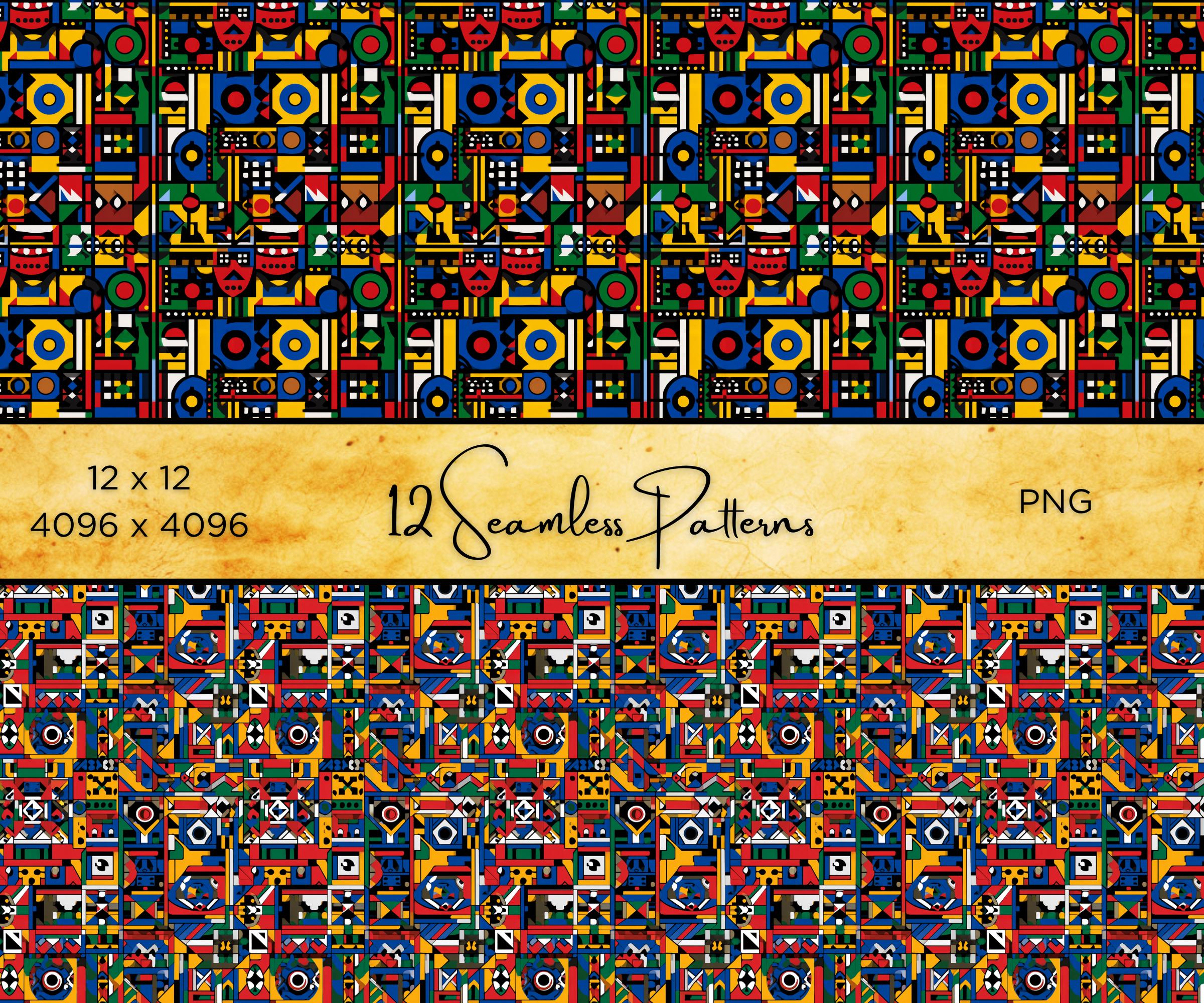 Ndebele Pattern Pack – 12 African Geometric Seamless Patterns in PNG ...