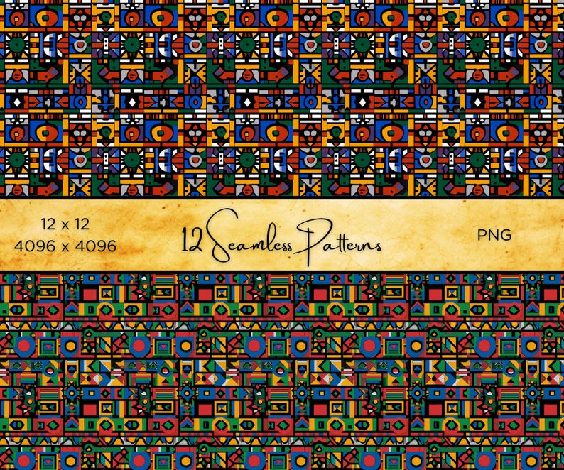 Ndebele Seamless Pattern Pack: African Geometric Designs (PNG Format ...
