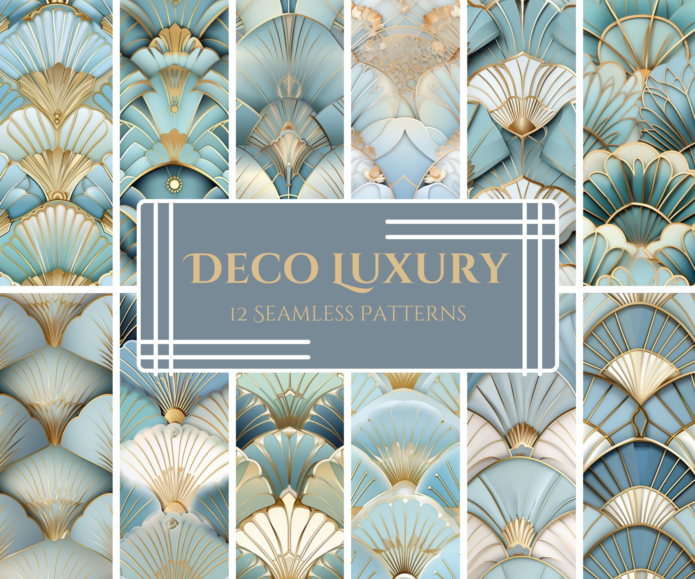 Art Deco Fan Pattern Pack - Luxurious Vintage Backdrop With Scalloped ...