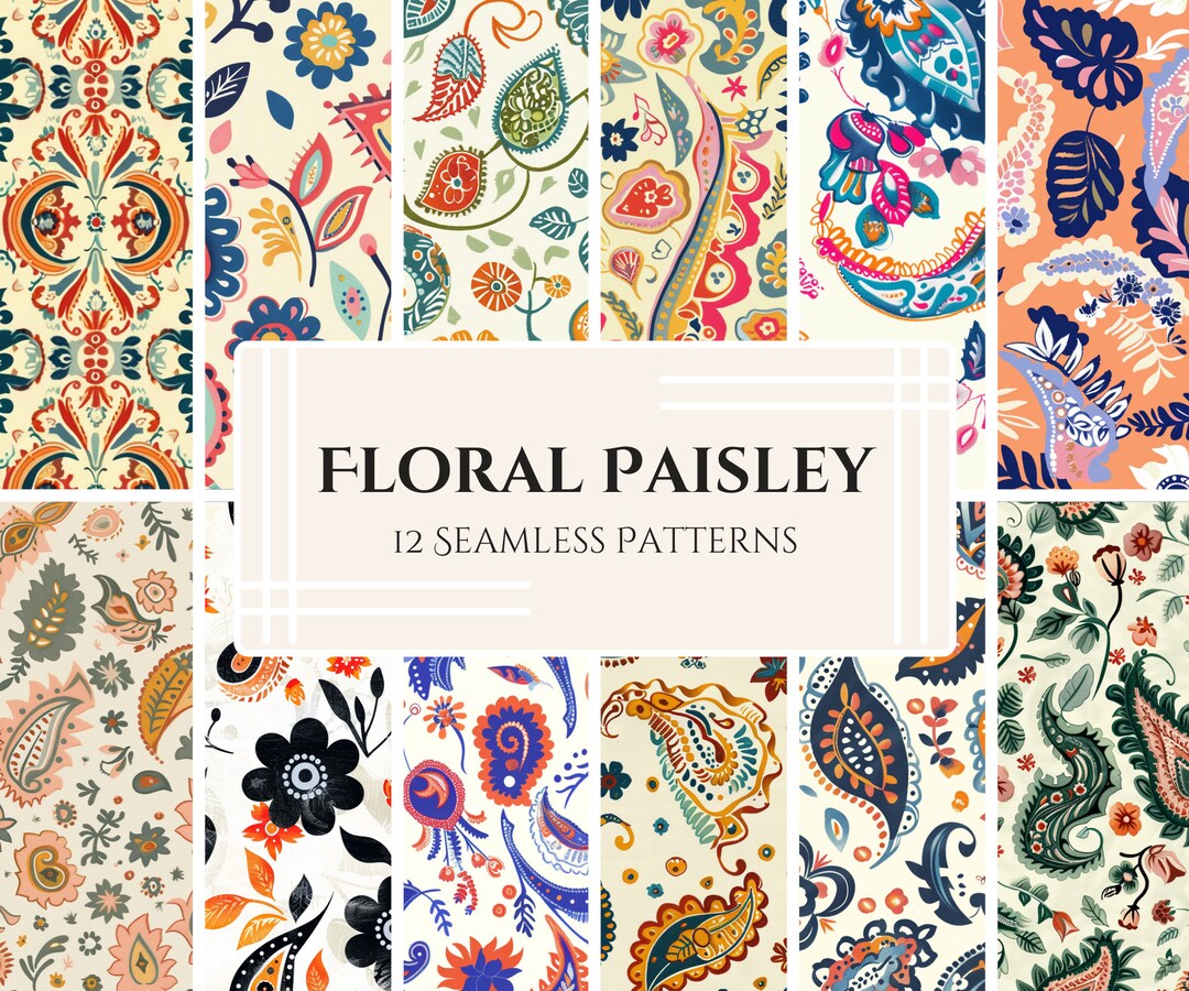 Bohemian Floral Paisley Pattern Pack: Retro Summer Designs (PNG) - Etsy