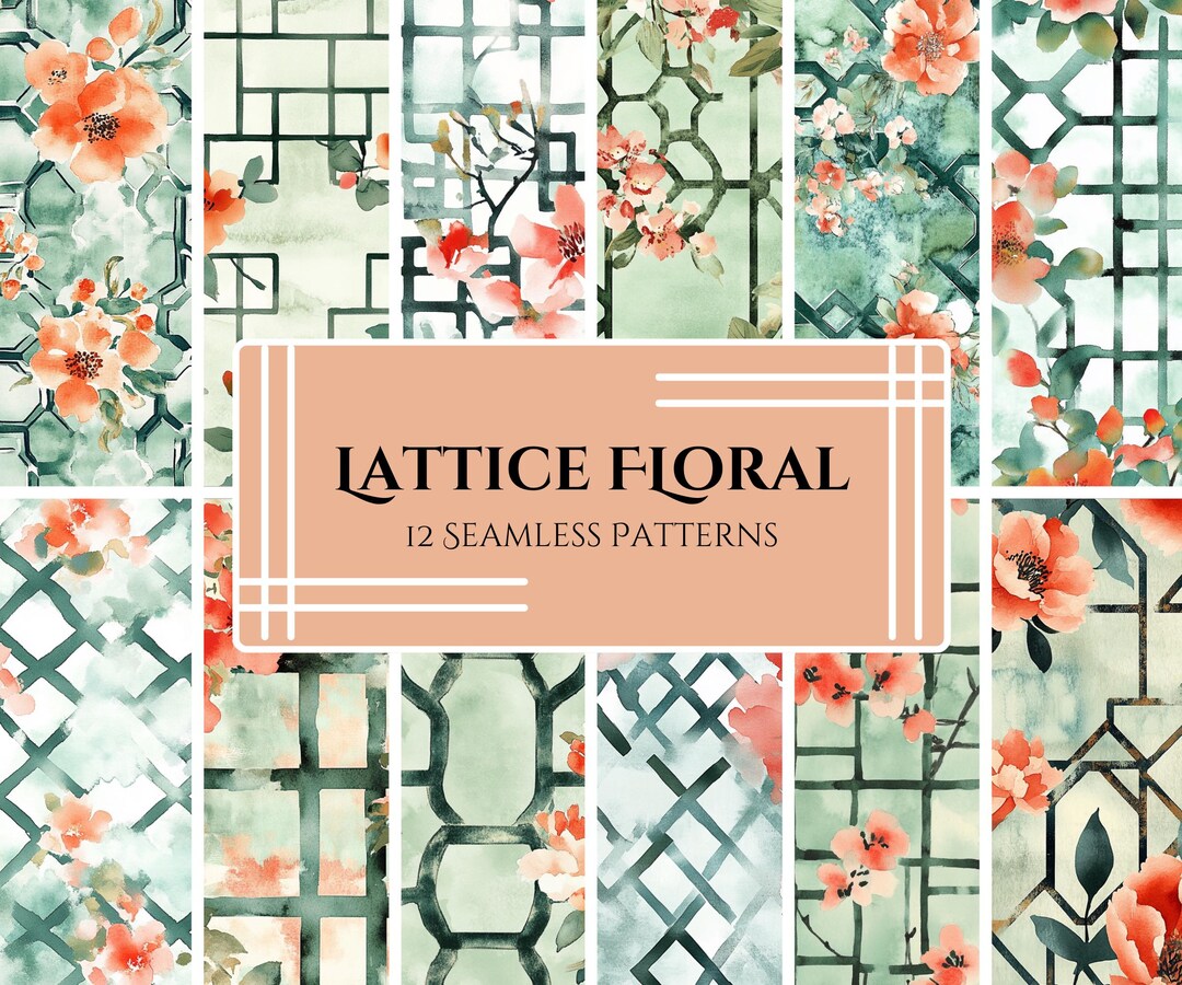Lattice Floral Pattern Pack – Chinese Lattice Window & Watercolour ...