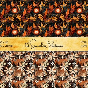 Fulani Voyage Floral & Tribal Pattern Pack - Earthy Tones Digital Paper ...