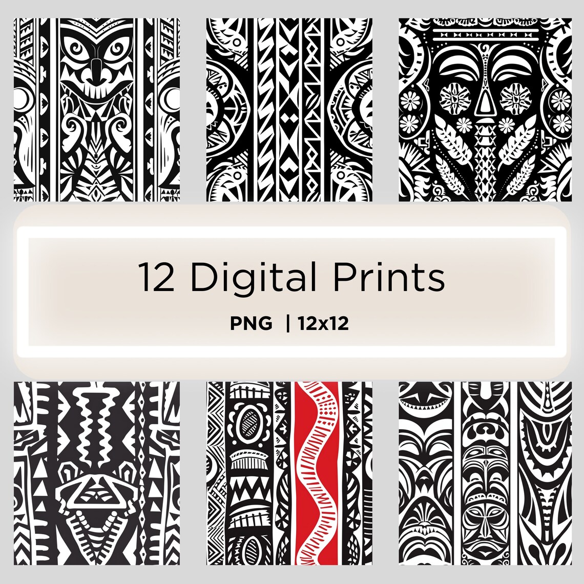 Polynesian Tribal Pattern Pack: Oceanic Art, PNG Files (digital ...