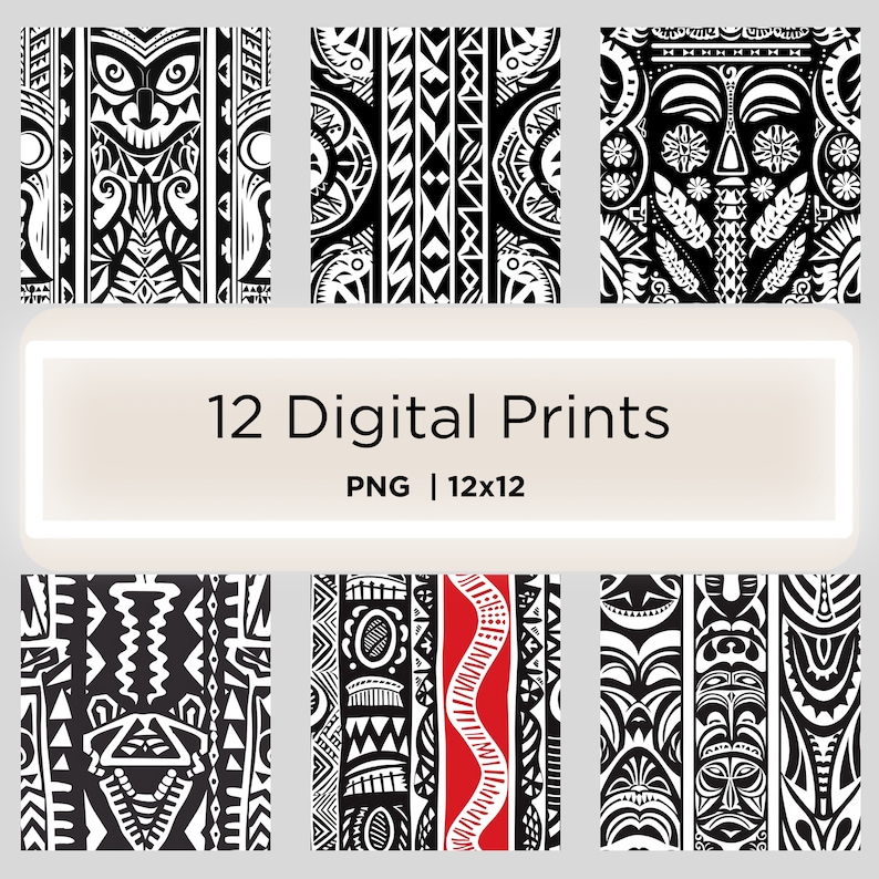 Polynesian Tribal Pattern Pack: Oceanic Art, PNG Files (digital ...