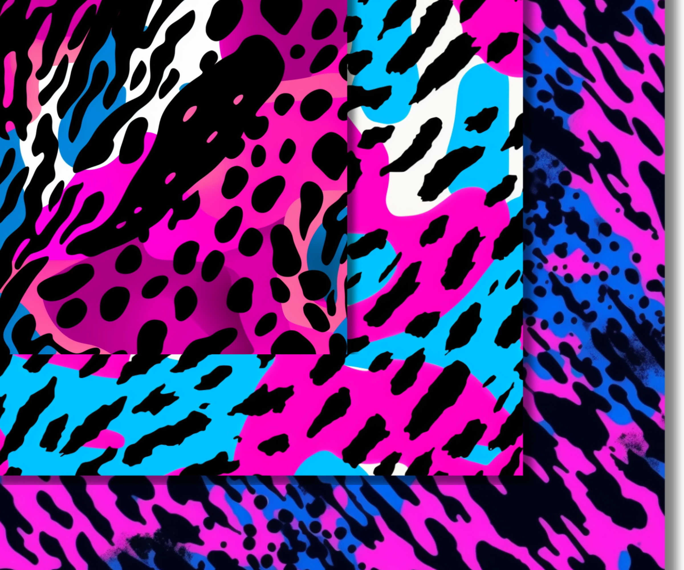Neon Pink & Electric Blue Animal Print Patterns: Contemporary Leopard ...