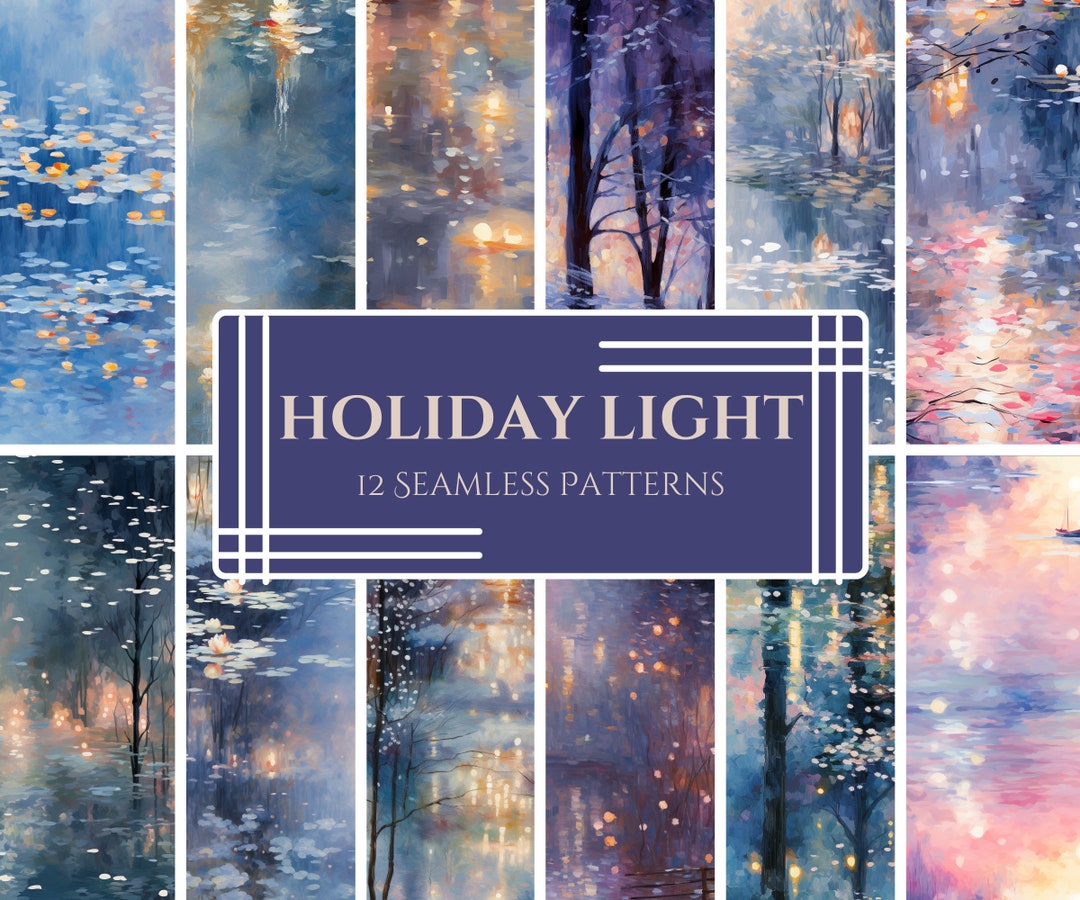 Impressionist Holiday Light Patterns - Monet Style Winter Digital Paper ...