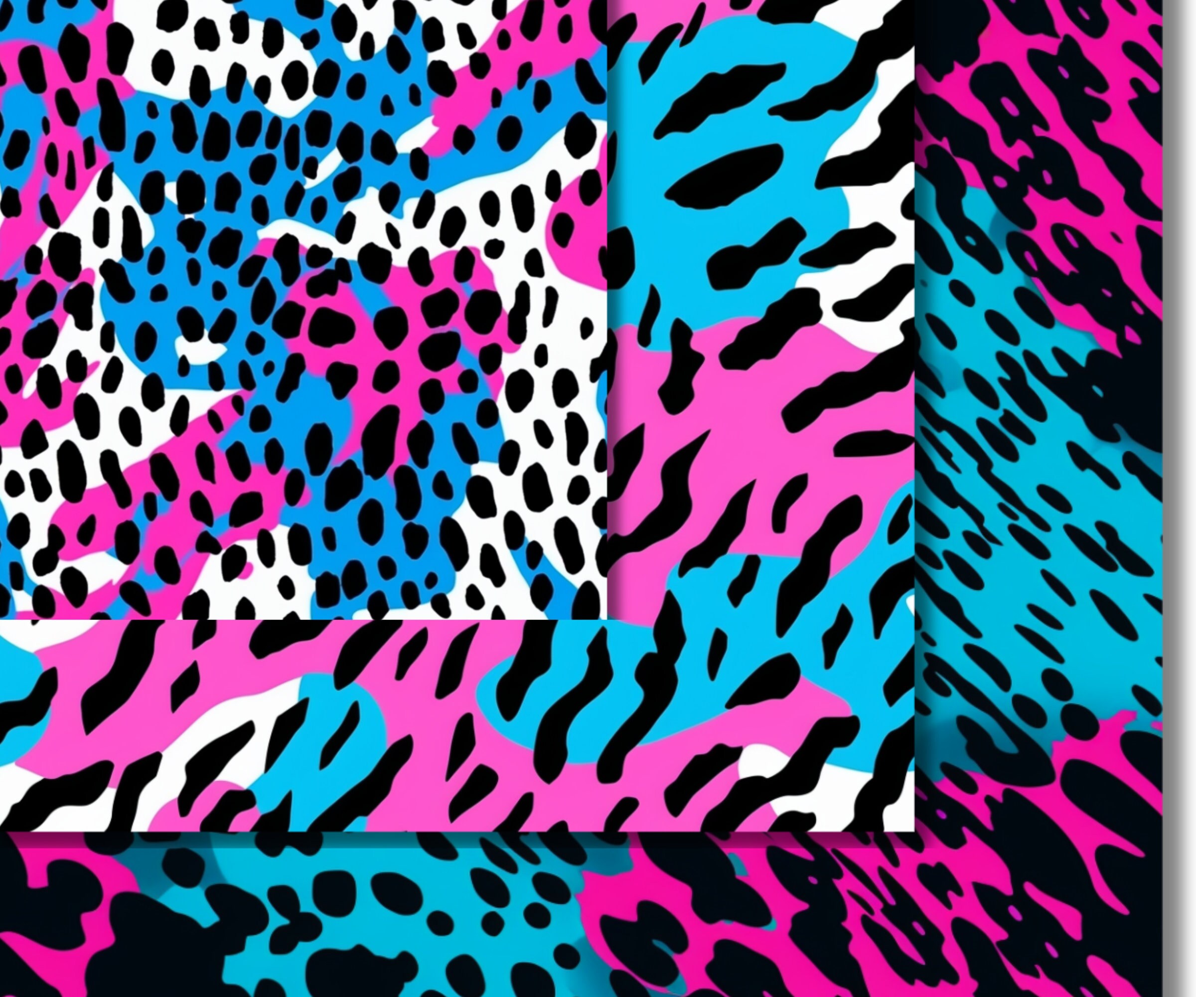 Neon Pink & Electric Blue Animal Print Patterns: Contemporary Leopard ...