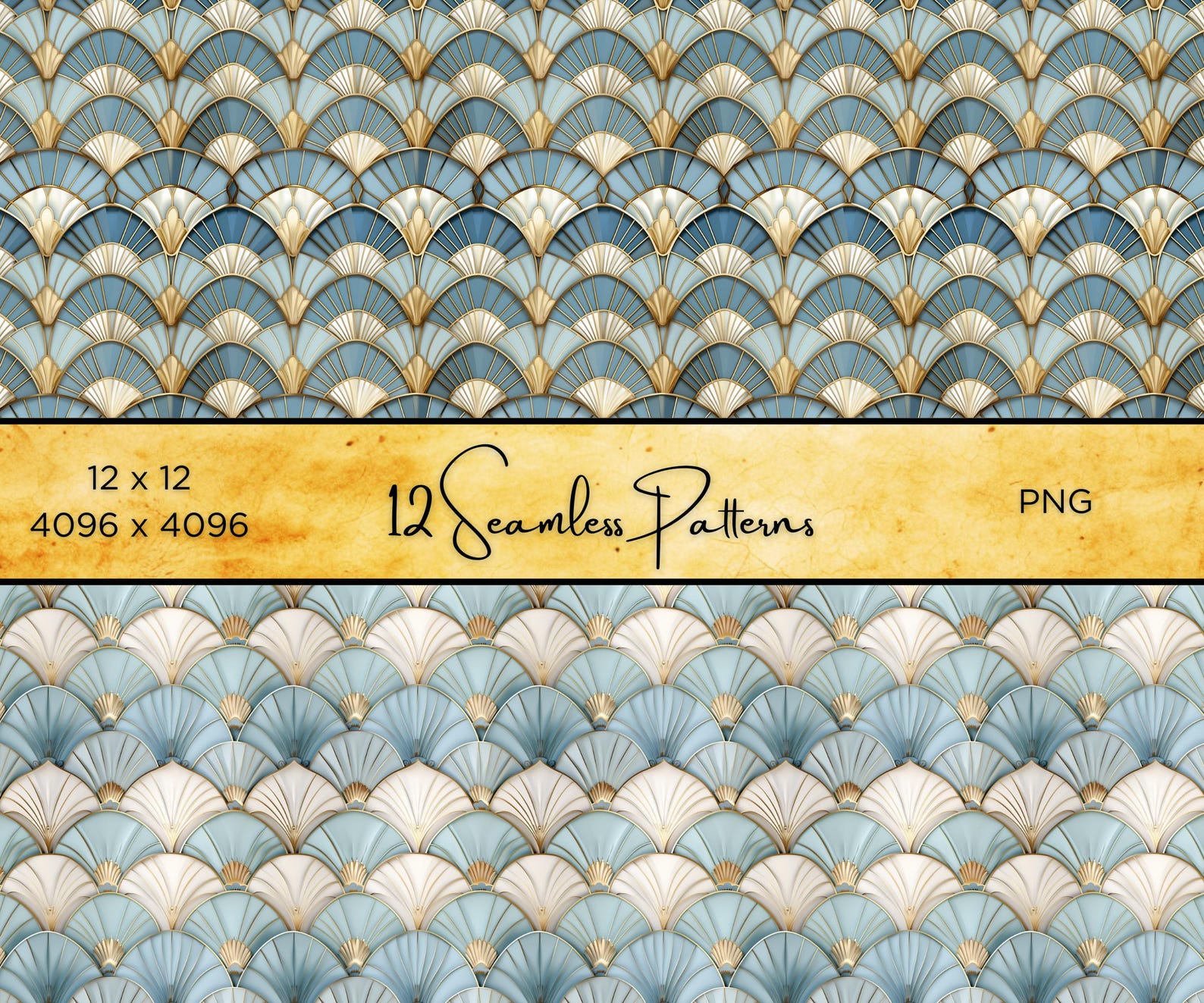 Art Deco Fan Pattern Pack - Luxurious Vintage Backdrop With Scalloped ...