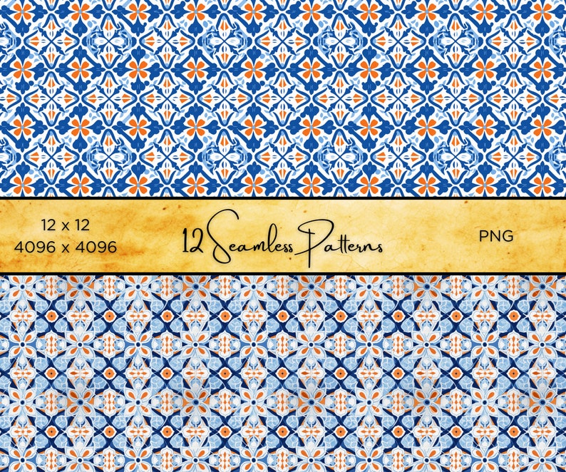 Moroccan Tile Digital Pattern Pack - 12 Mediterranean and North African ...