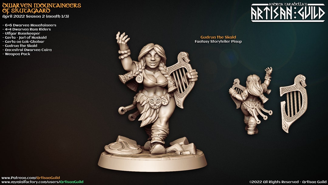 X1 Dwarven Gudrun the Skald - Etsy