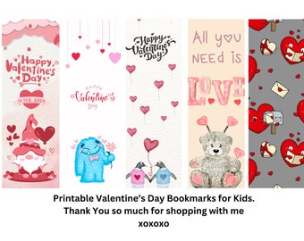 Printable Cute Valentine Coloring Bookmarks for Kids, Children's ...