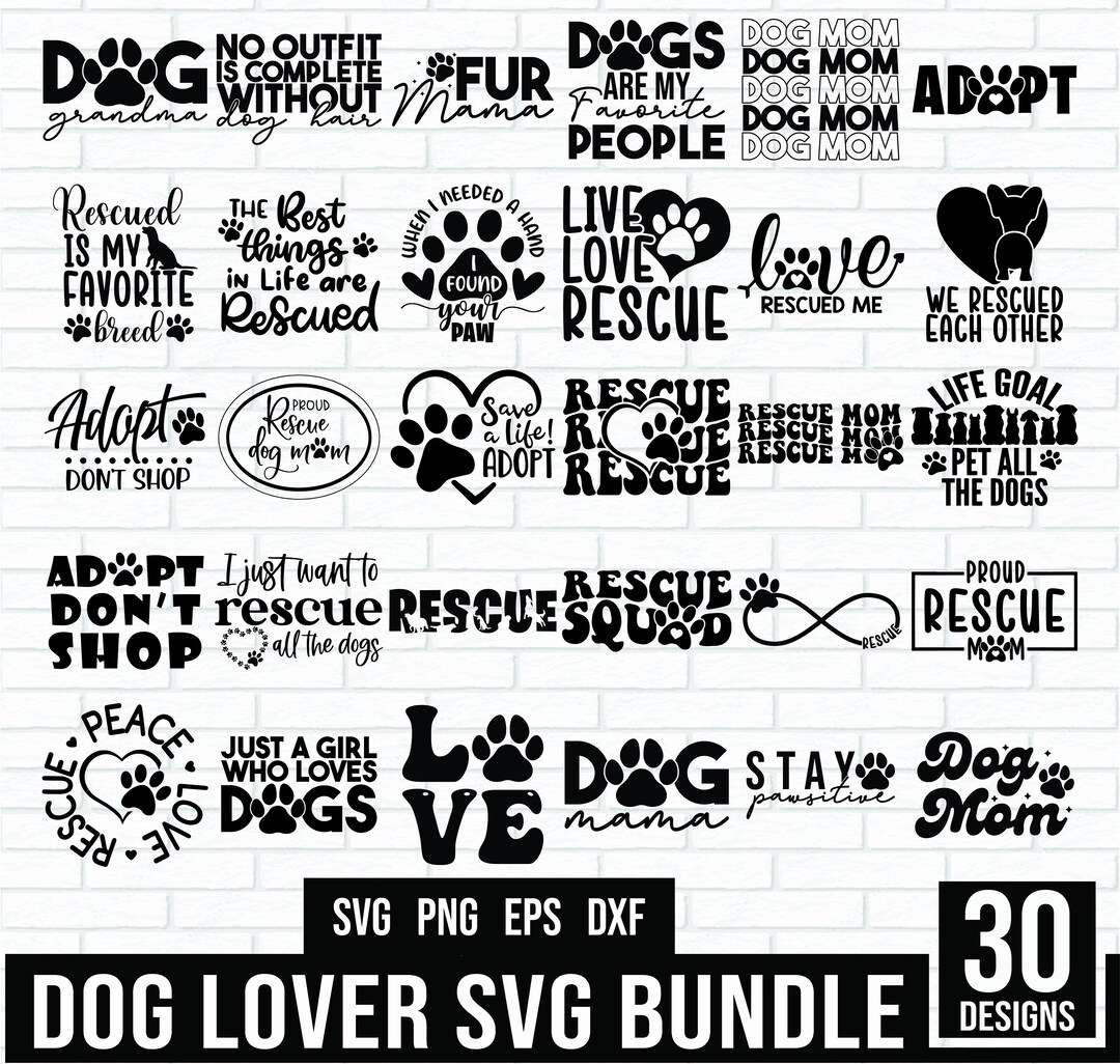 Dog Lover Svg Bundle, Rescue Dog SVG Bundle, Dog Lover SVG, Rescue Dog ...