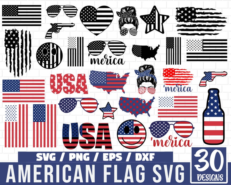 American Flag SVG Bundle 4th of July Svg Us Flag Svg - Etsy