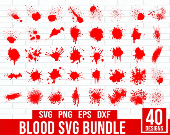 Blood Splatter SVG Bundle, Blood Drips Svg, Blood Png, Bloody Font Svg ...