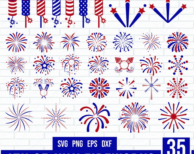 Fireworks SVG Bundle, Firecracker SVG, 4th of July Firework Png Bundle ...