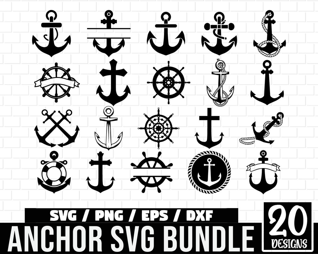 Anchor SVG Bundle, Split Anchor Rope SVG, Anchor Frame SVG, Anchor ...