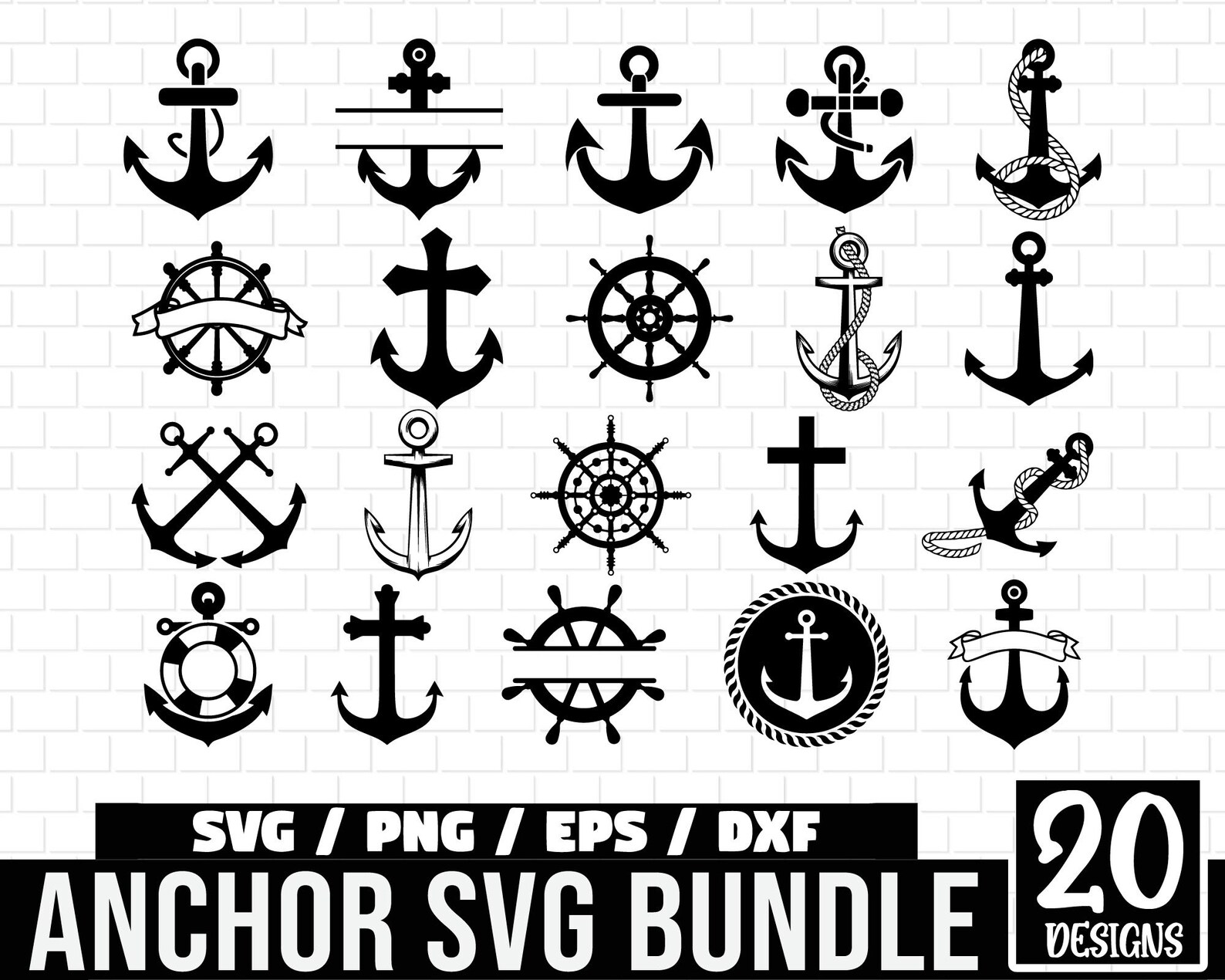 Anchor SVG Bundle Split Anchor Rope SVG Anchor Frame SVG - Etsy