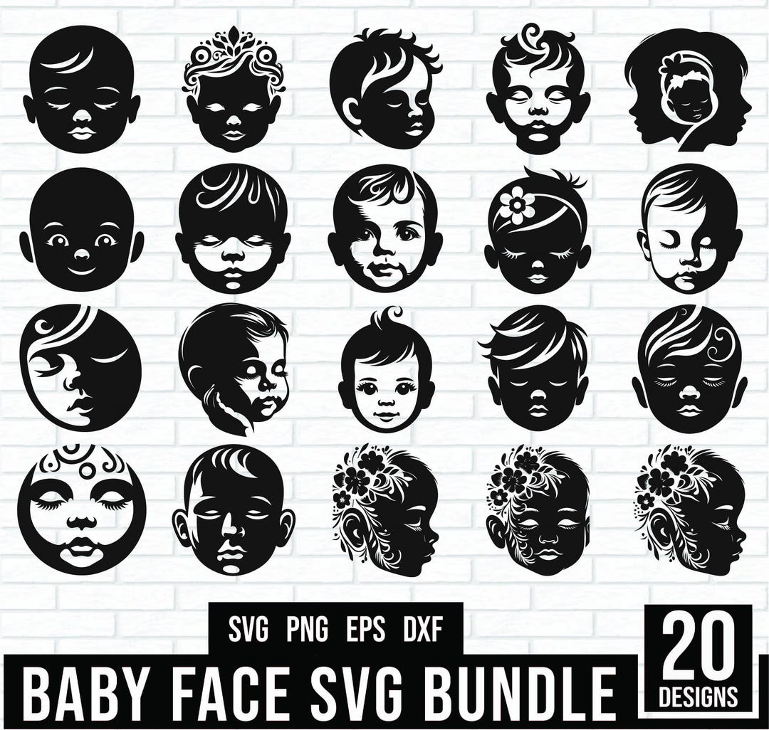 Baby Face SVG, Newborn SVG, Kids Clipart, Cute Baby Svg, Child Face SVG ...