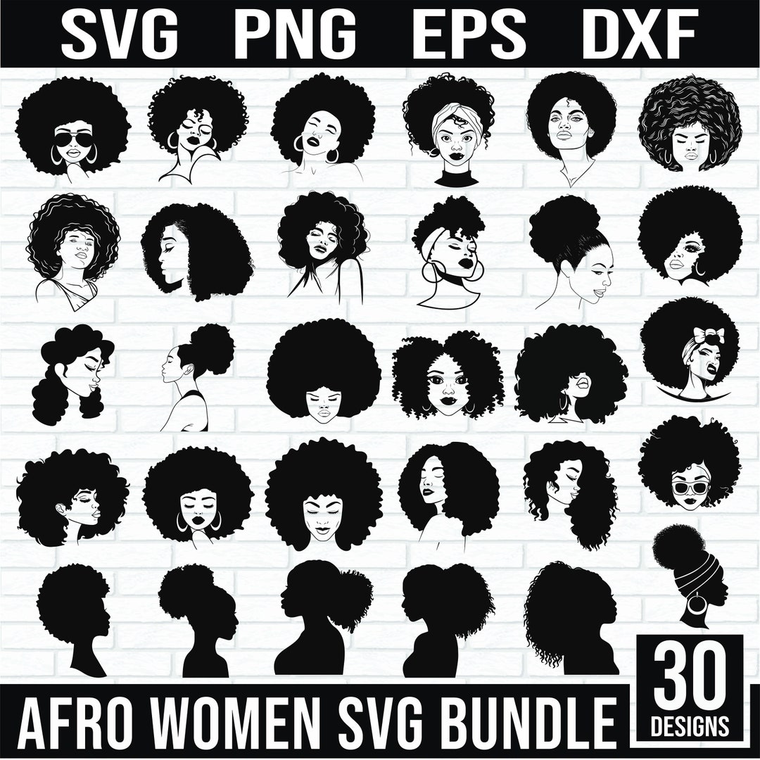 Afro Woman SVG Bundle, Afro Queen Svg, Afro Lady Svg, Afro Girl Svg ...