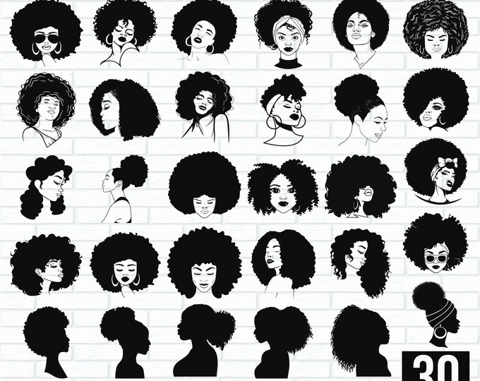 Afro Woman SVG Bundle, Afro Queen Svg, Afro Lady Svg, Afro Girl Svg ...