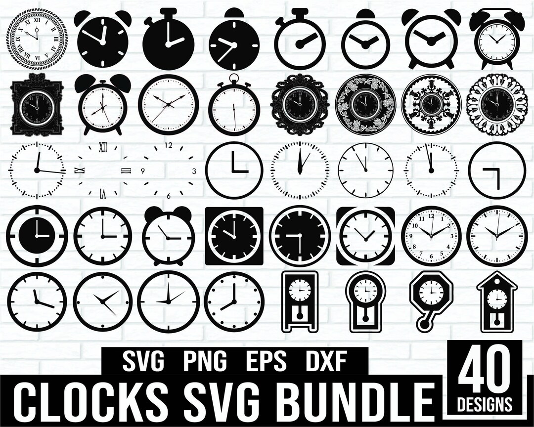 Clock Svg Bundle, Clock Face Svg, Clock Svg, Clock Face Clipart Bundle ...