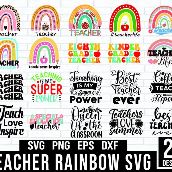 Rainbow Teacher Svg - Etsy