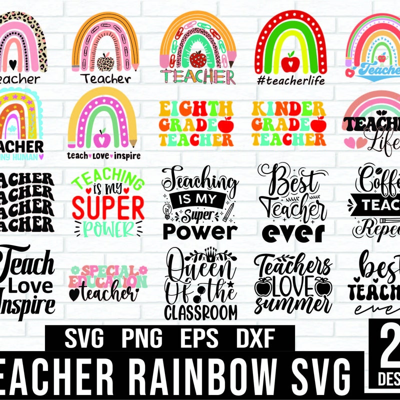 Rainbow Teacher Svg - Etsy