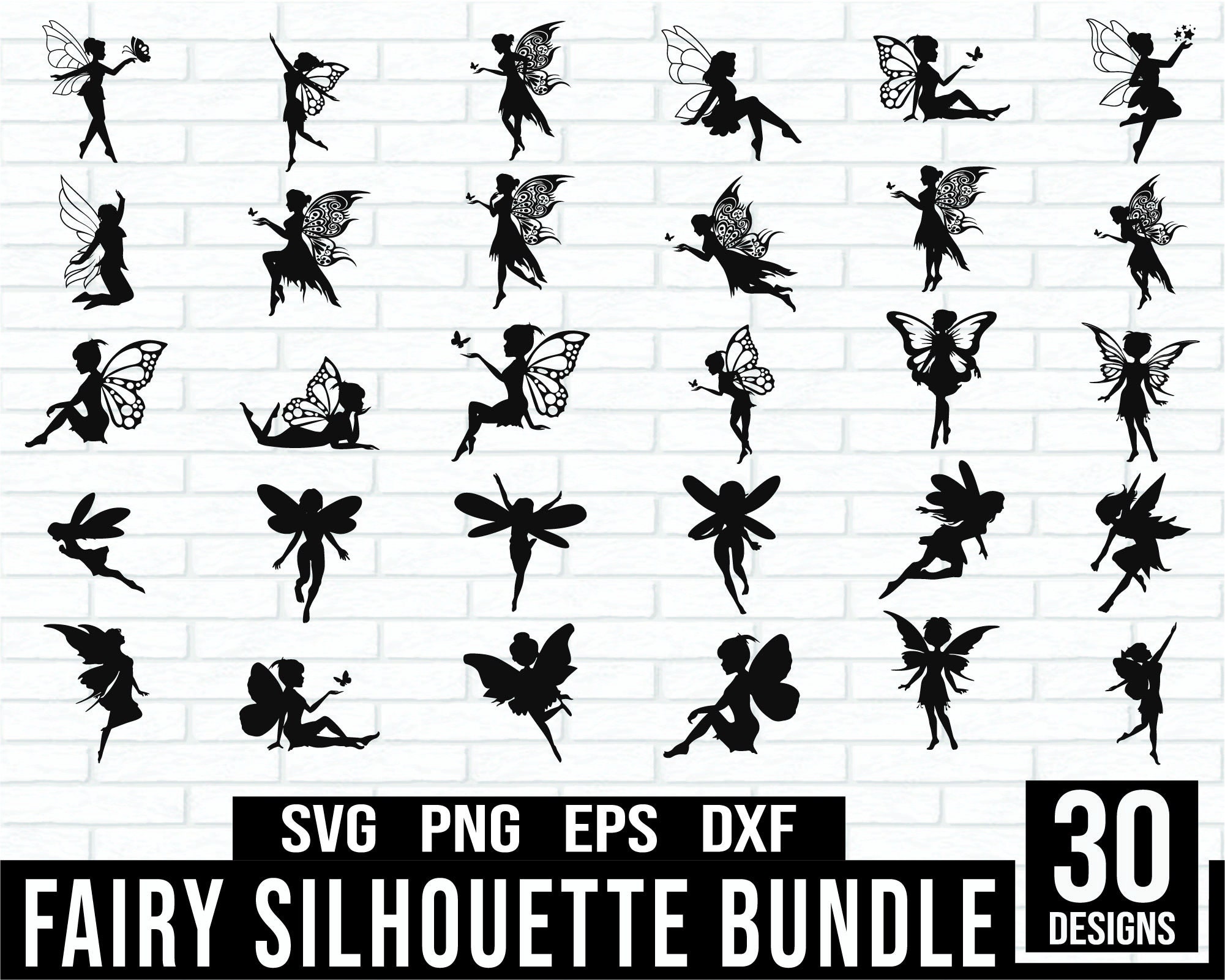 Fairy Silhouette SVG Bundle Fairy Silhouette Svg Fairy - Etsy