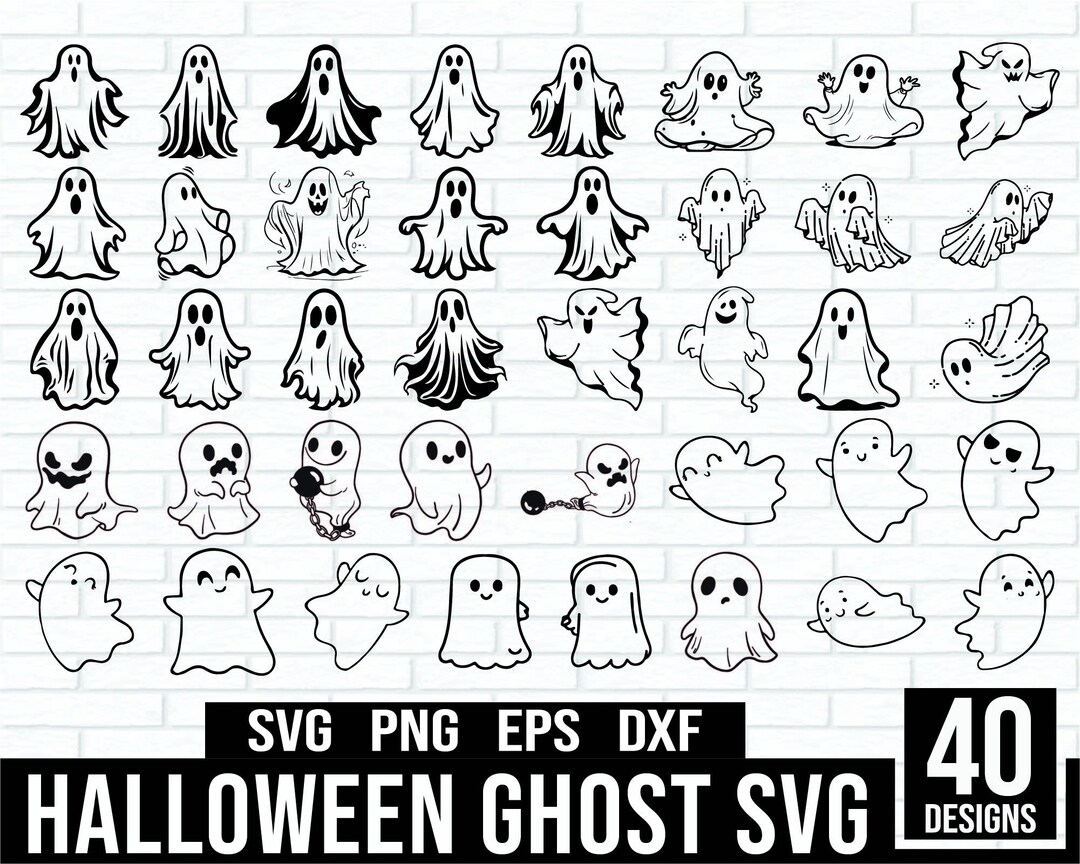 Halloween Ghost Svg Bundle, Ghost Svg, Halloween Svg, Cute Ghost Svg ...