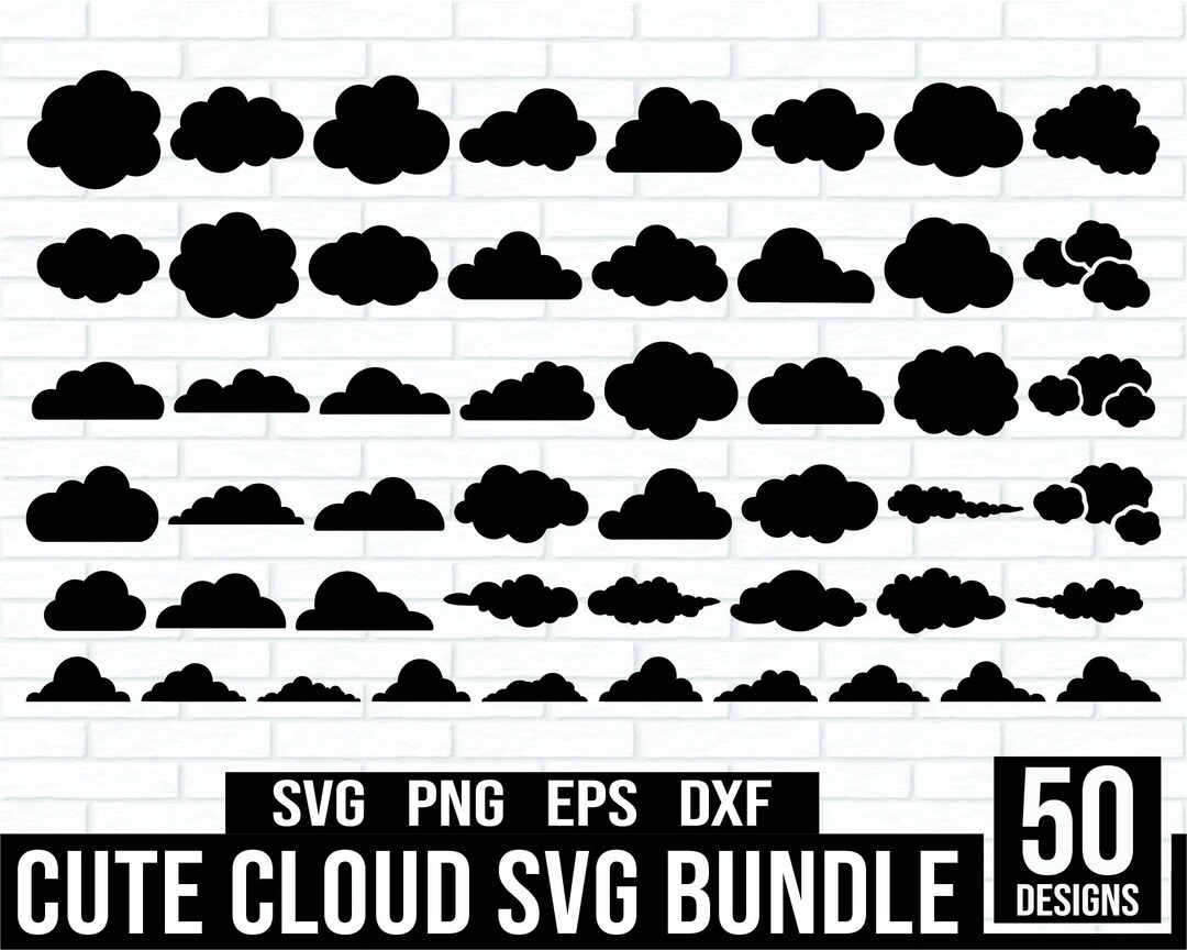 Cloud Svg Bundle, Clouds Svg, Cloud Silhouette, Cloud Cricut, Weather ...