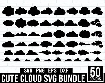 Clouds SVG, Clouds Cut Files, Cloud Silhouette, Cloud Cricut, Weather ...