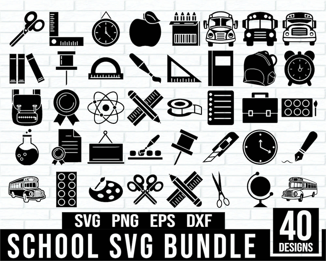 School SVG Bundle, Back to School Svg, School Supplies Svg,teacher Svg ...