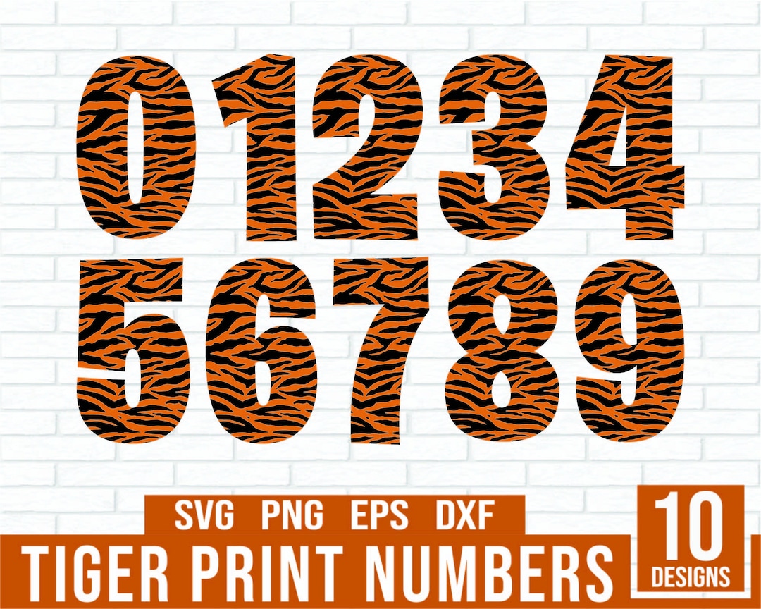 Tiger Print Numbers Svg Bundle, Tiger Font Svg, Tiger Numbers Svg ...