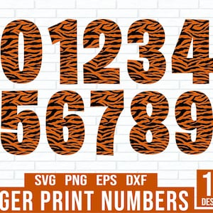 Tiger Print Numbers Svg Bundle, Tiger Font Svg, Tiger Numbers Svg ...