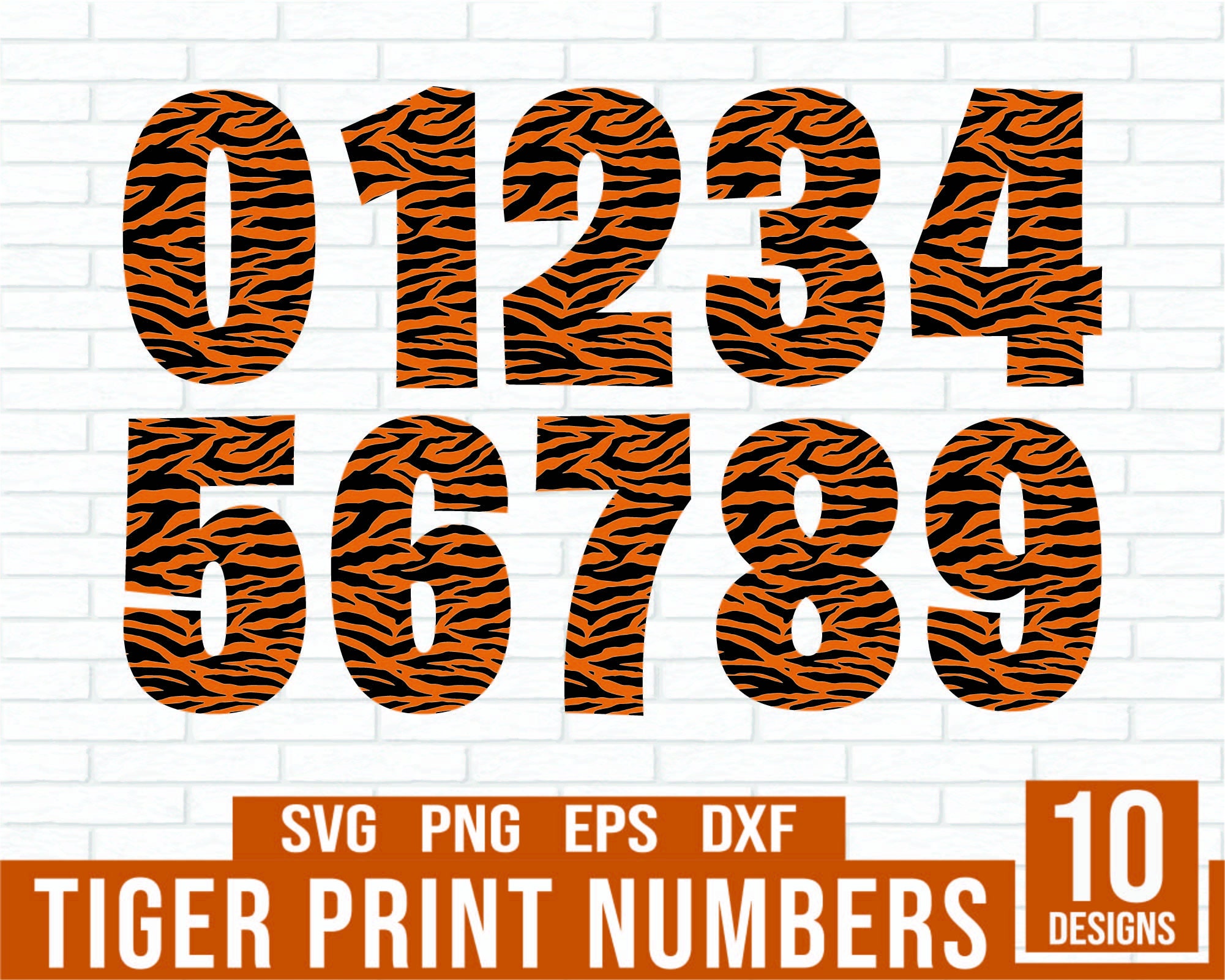 Tiger Print Numbers Svg Bundle Tiger Font Svg Tiger Numbers - Etsy
