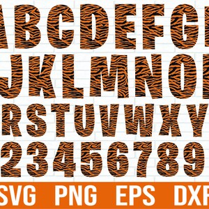 Tiger Print Letters and Numbers Svg Bundle, Tiger Font Svg, Tiger ...