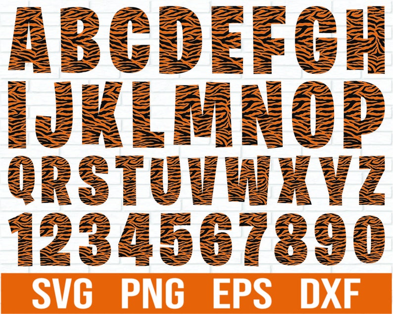 Tiger Print Letters and Numbers Svg Bundle Tiger Font Svg - Etsy